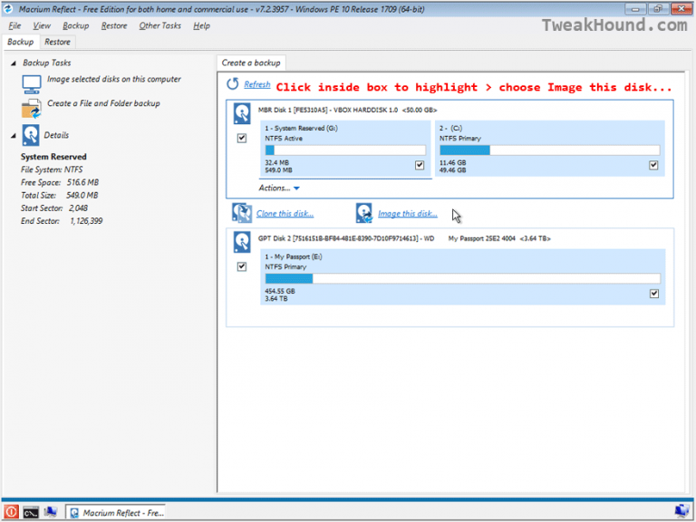 Using Macrium Reflect Boot Media Tweakhound